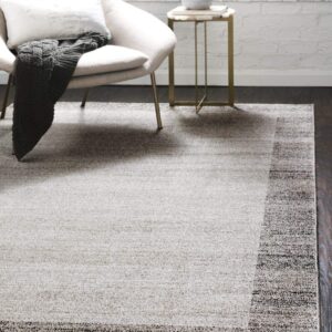 Unique Loom Del Mar Collection Area Rug - Abigail (5' 3" x 8' Rectangle, Light Gray/ Black)