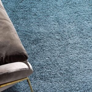 Unique Loom Studio Solid Shag Collection Urban Modern Super Soft & Plush Area Rug, 5 ft x 8 ft, Slate Blue