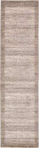 unique loom del mar collection area rug - abigail (2' 7" x 10' runner, beige/ ivory)