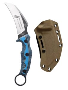 best.buy.damascus1 hunting knife survial blue g10 fixed blade knife with kydex sheath prime qulity