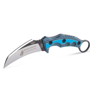 Best.Buy.Damascus1 Hunting knife Survial Blue G10 Fixed Blade Knife with Kydex Sheath Prime Qulity