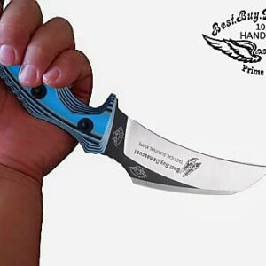 Best.Buy.Damascus1 Hunting knife Survial Blue G10 Fixed Blade Knife with Kydex Sheath Prime Qulity