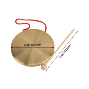 Yibuy 15.5cm Brass Instruments Copper Cymbals Opera Gong with Round Play Hammer Drumstick