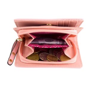 Valentoria® Birthday Gifts for Women's Mini Faux Leather Bifold 3 Cat Design Clutch Wallet (Pink)