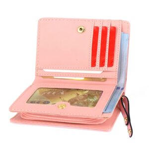 Valentoria® Birthday Gifts for Women's Mini Faux Leather Bifold 3 Cat Design Clutch Wallet (Pink)