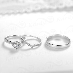 Amazing Fashion GIA Certificate Natural Diamond Gemstone 14K Solid White Gold Wedding Engagement Promise Matching Couple Ring Set(0.505cttw, G-H Color, VS-SI1 Clarity)