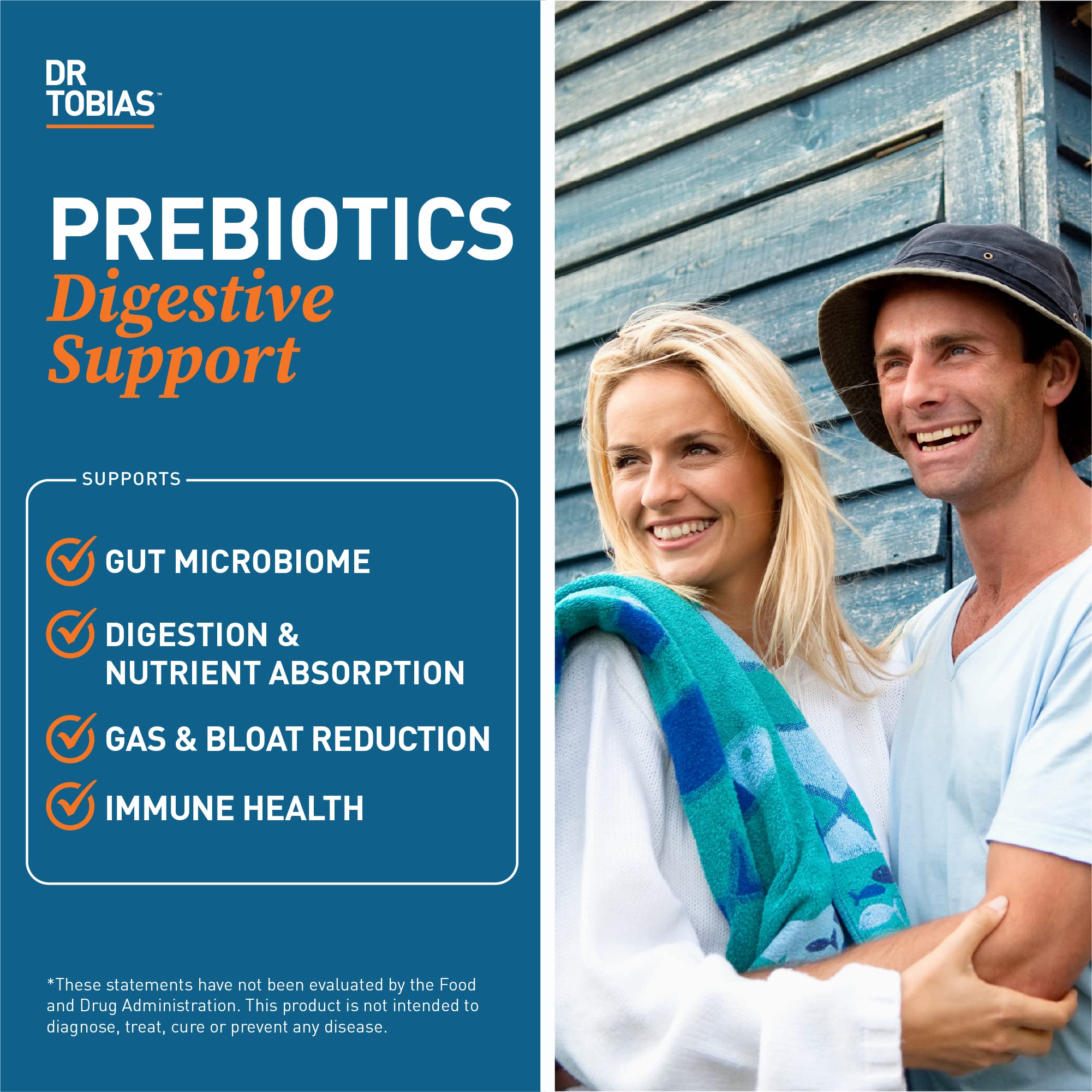 Dr. Tobias Prebiotics, Supports Digestion & Gut Health, Feed Good Probiotic Bacteria, Boost Gut Immune Function, Vegan & Non-GMO Gut Health Supplements for Men and Women, 30 Capsules, 30 Servings