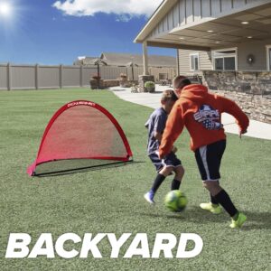 PowerNet Popup Soccer Goals Portable Net | 2 Goals with Carrying Bag | Durable Lightweight Frame | Quick Setup Easy Folding Storage | Multiple Sizes (4x3 Round Popup)