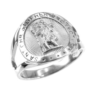 religious jewelry by lablingz 925 sterling silver saint christopher medallion ring (size 6.25)