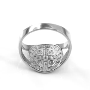 Religious Jewelry by LABLINGZ 925 Sterling Silver Saint Benedict Medallion Ring (Size 8)