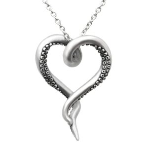 controse women's silver-toned heart shaped stainless steel sea lover octopus necklace 31"