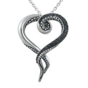 controse women's silver-toned heart shaped stainless steel dark and bright tentacle octopus necklace 31"