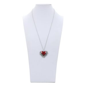 Controse Women's Silver-Toned Stainless Steel - Guarded Heart Necklace with Pendant 28"