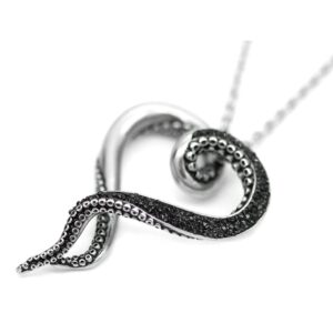 Controse Women's Silver-Toned Heart Shaped Stainless Steel Dark and Bright Tentacle Octopus Necklace 31"