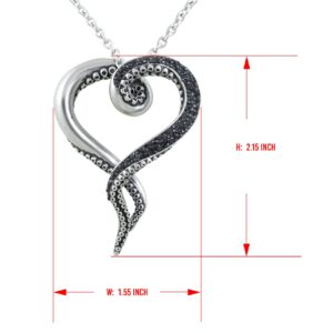 Controse Women's Silver-Toned Heart Shaped Stainless Steel Dark and Bright Tentacle Octopus Necklace 31"