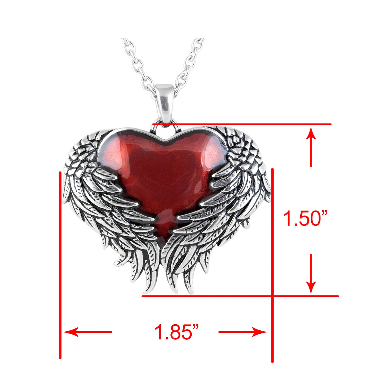 Controse Women's Silver-Toned Stainless Steel - Guarded Heart Necklace with Pendant 28"