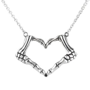 controse skeleton bone hand necklace love sign pendant – i love you to death