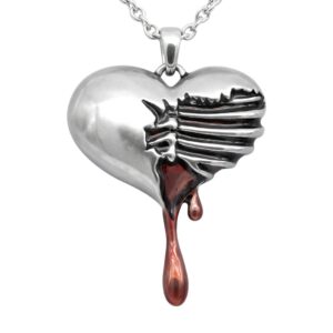 controse silver-toned stainless steel bleeding heart necklace with pendant (17" - 19" adjustable chain)