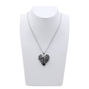 Controse Silver-Toned Stainless Steel Rib Cage Heart Necklace 17" - 19" Adjustable Chain