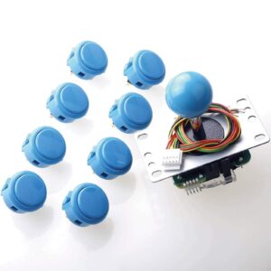 sanwa jlf-tp-8yt joystick + sanwa 8 pcs obsf-30 push button bundle kit color : light blue - for arcade game 4 & 8 way adjustable, video game joystick