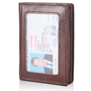 compalo rfid blocking front pocket minimalist slim leather bifold wallet credit card case holder id window