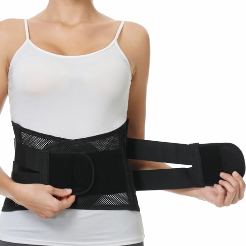 NeoTech Care Adjustable Double Pull Lumbar Brace/Lower Back Belt, Black, Size S