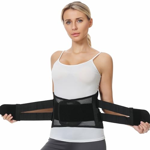 NeoTech Care Adjustable Double Pull Lumbar Brace/Lower Back Belt, Black, Size S