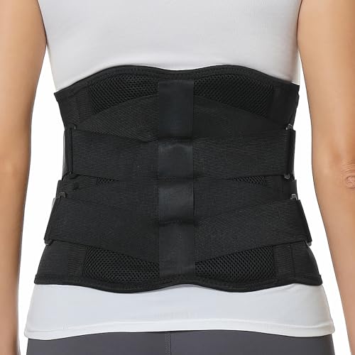 NeoTech Care Adjustable Double Pull Lumbar Brace/Lower Back Belt, Black, Size S