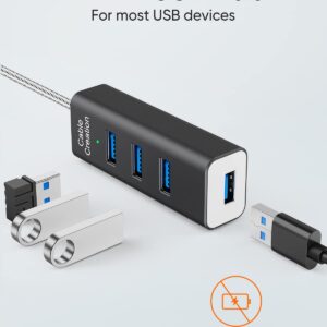 CableCreation 4-Port USB 3.0 Hub with 4.9ft Extension Cable - 5Gbps Data Rate for MacBook Pro, iMac, PC, Laptop, USB Flash Drives, Surface Pro, XPS - Aluminum Black, 1.5M