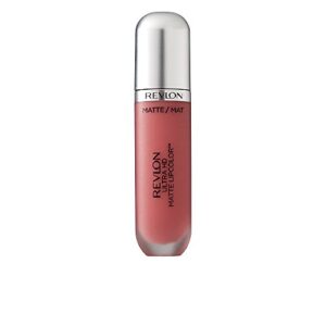 revlon ultra hd matte lipcolor, velvety lightweight matte liquid lipstick in nude/brown, kisses (655), 0.2 oz