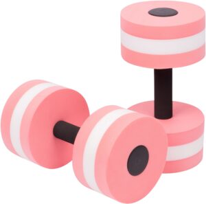 trademark innovations lightweight aquatic exercise dumbells - set of 2 foam - for water aerobics (coral)