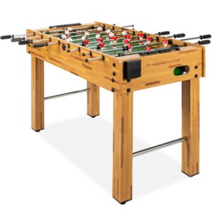 best choice products 48in competition sized foosball table, arcade table soccer for home, game room, arcade w/ 2 balls, 2 cup holders - light bown