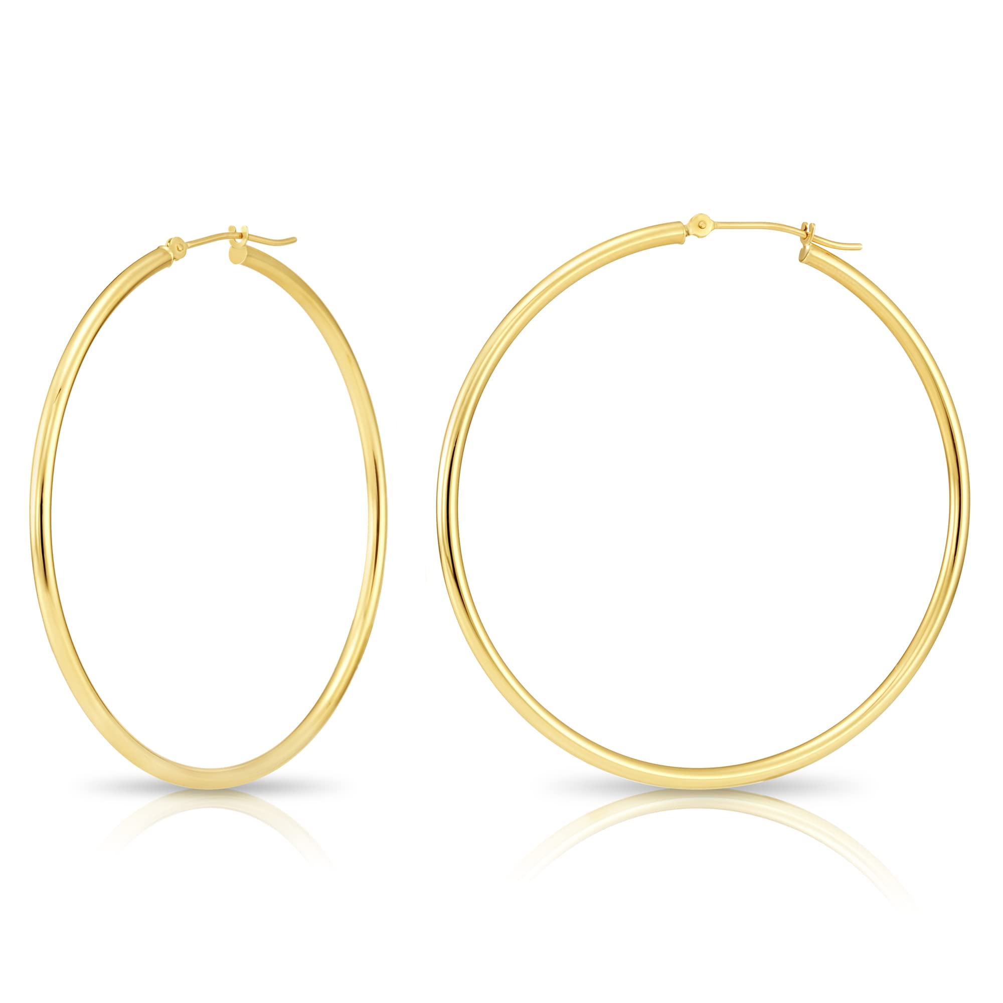 14k Gold Classic Hoop Earrings, 2'' Diameter (yellow-gold)……