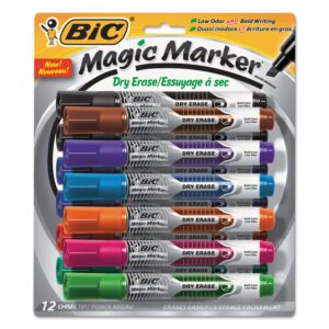 bic gelitp121ast low odor and bold writing dry erase marker chisel tip assorted dozen