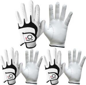 finger ten golf gloves men right left handed golfer 3/6 pack mens golf glove left right hand soft cabretta leather all weather grip size s m ml l xl (white-6 pack, x-large, left)