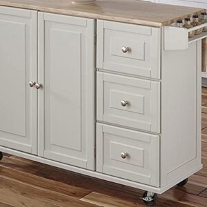 Homestyles Mobile Kitchen Island Cart with Wood Drop Leaf Breakfast Bar, Off White,Soft White, 54 Inch Width