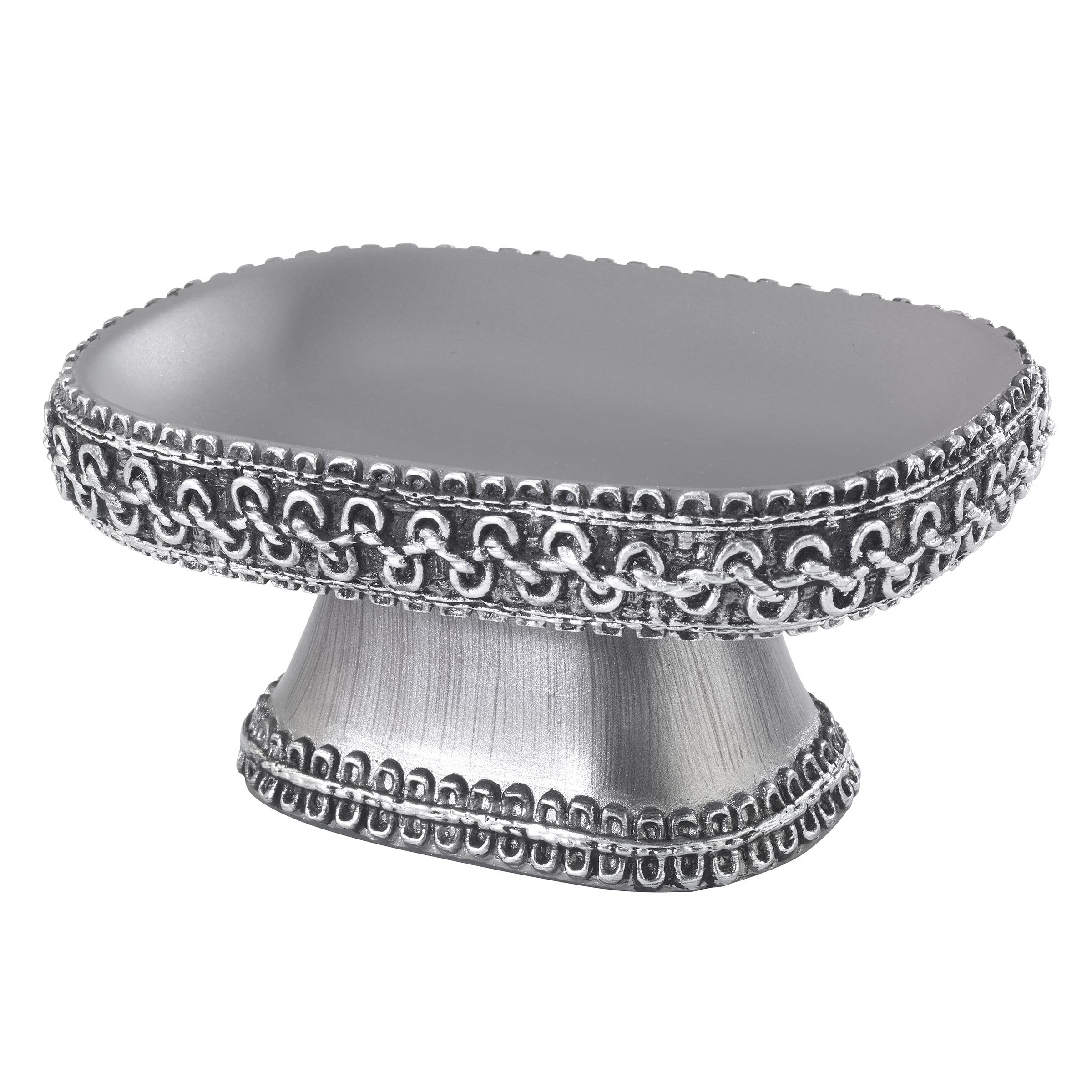 Avanti Linens Braided Medallion Silver and Grey Resin Soap Dish