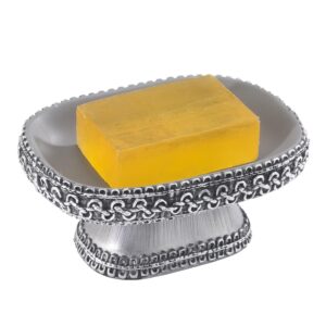 Avanti Linens Braided Medallion Silver and Grey Resin Soap Dish