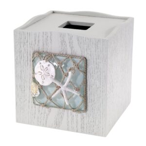 avanti linens - tissue box cover, decorative resin cover, beach inspired bathroom accessories (seaglass collection)