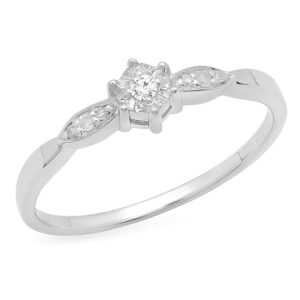 dazzlingrock collection 0.05 carat round white diamond flower marquise illusion set ring for women in 925 sterling silver size 6