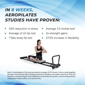 AeroPilates Reformer 287 - Pilates Reformer Workout Machine for Home Gym - Pilates Reformer with 3 Resistance Cords - Up to 300 lbs Weight Capacity