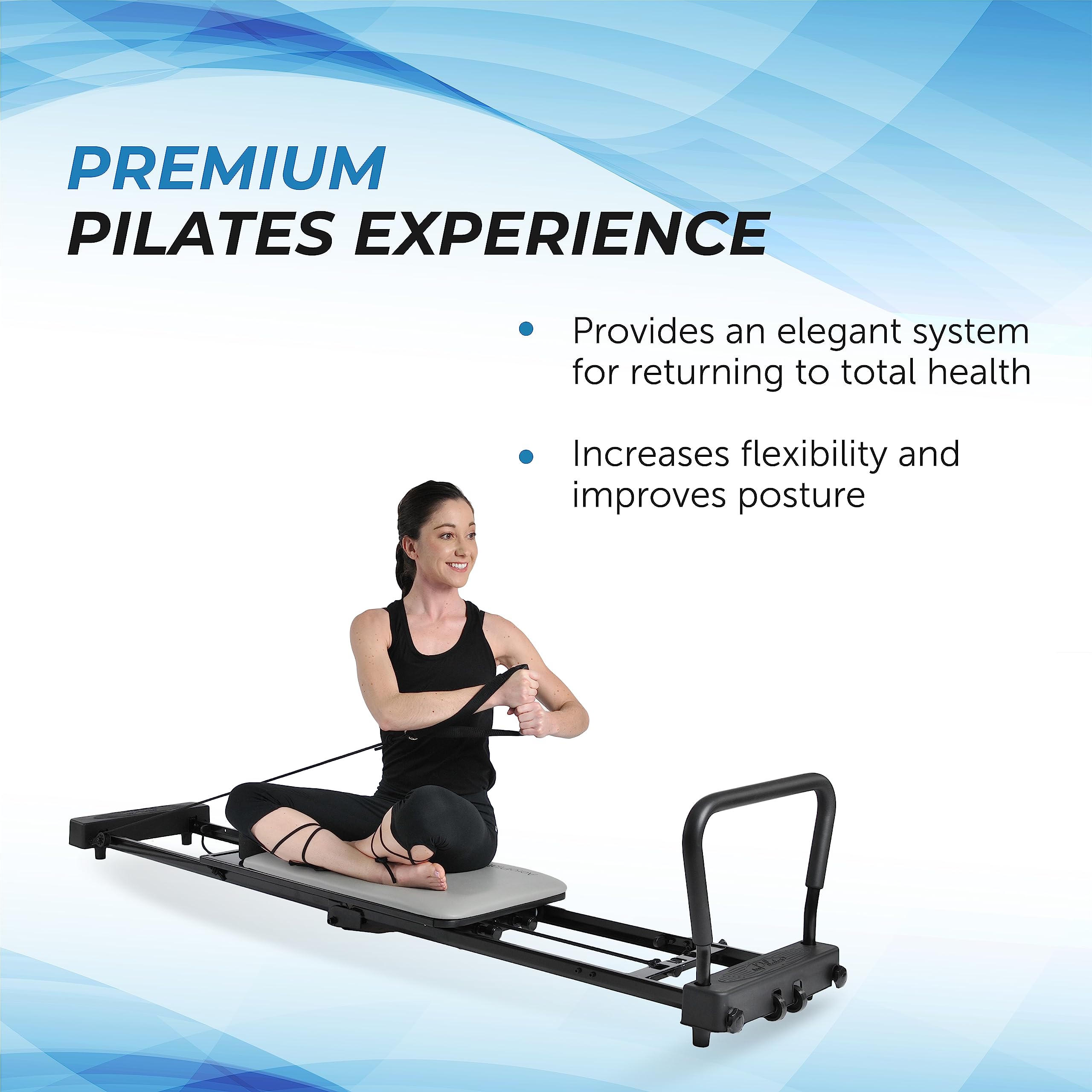 AeroPilates Reformer 287 - Pilates Reformer Workout Machine for Home Gym - Pilates Reformer with 3 Resistance Cords - Up to 300 lbs Weight Capacity