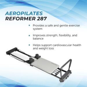 AeroPilates Reformer 287 - Pilates Reformer Workout Machine for Home Gym - Pilates Reformer with 3 Resistance Cords - Up to 300 lbs Weight Capacity