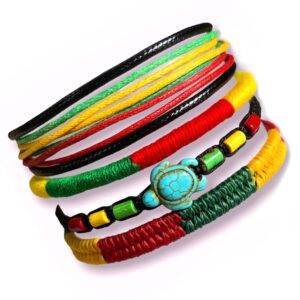 lavip leather rasta plaided hippie braid bracelet wax cord hemp handmade reggae jamaican hawaiien style adjustable