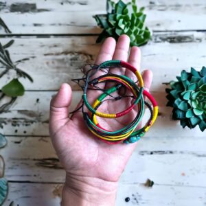 LAVIP Leather Rasta plaided Hippie Braid Bracelet Wax Cord Hemp Handmade Reggae Jamaican Hawaiien Style Adjustable