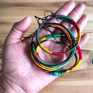 LAVIP Leather Rasta plaided Hippie Braid Bracelet Wax Cord Hemp Handmade Reggae Jamaican Hawaiien Style Adjustable