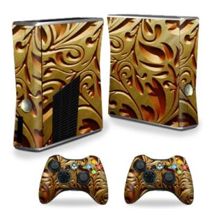 mightyskins skin compatible with x-box 360 xbox 360 s console - mosaic gold | protective, durable, and unique vinyl decal wrap cover | easy to apply, remove, and change styles | made in the usa