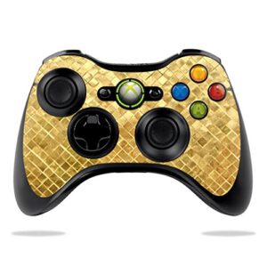 mightyskins skin compatible with microsoft xbox 360 controller - gold tiles | protective, durable, and unique vinyl decal wrap cover | easy to apply, remove, and change styles | made in the usa