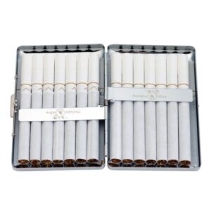 Mother of Pearl Design Engraved Metal Stainless Steel Cigarette Holder Case Storage Box (Double Crane)