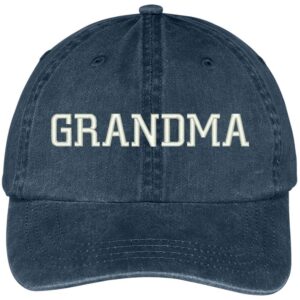 trendy apparel shop grandma embroidered pigment dyed low profile cotton cap - navy